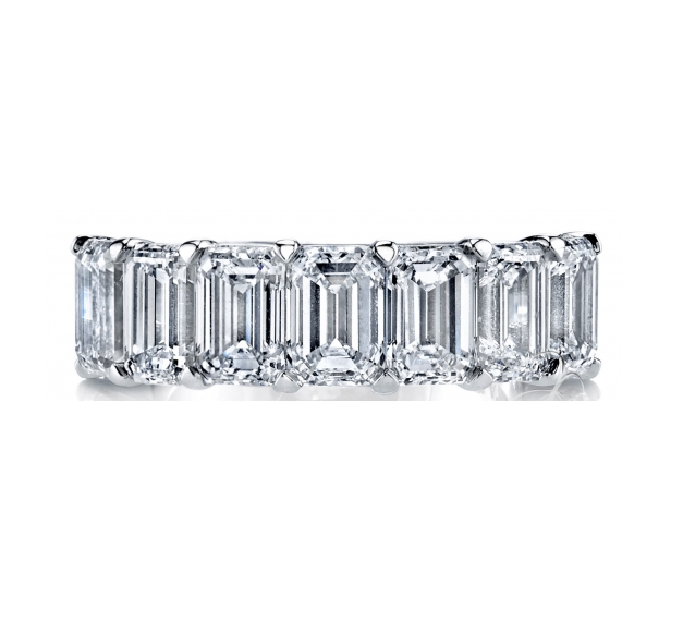 EMERALD CUT DIAMOND PARTWAY BAND – Henry C. Reid & Son Jewelers